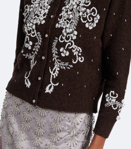 JACQUES WEI Beaded Wool-blend Cardigan