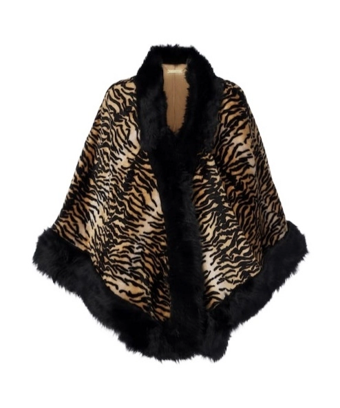 Nour Hammour Olympe Printed Shearling Poncho - No