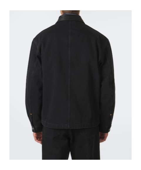 LEMAIRE Leather-trimmed Denim Overshirt