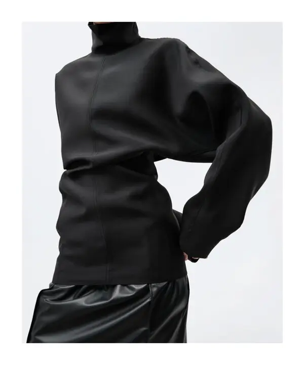 Carven Silk Wool Toile Kimono Blouse
