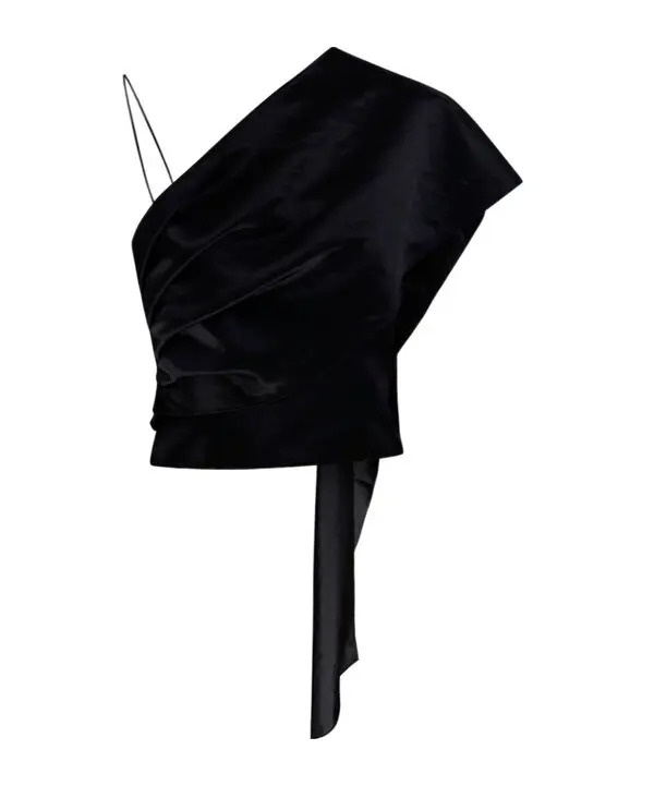 FORTE_FORTE Asymmetric Draped Camisole - Black