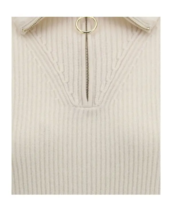 FORTE_FORTE Ribbed-knit Zip-collar Sweater