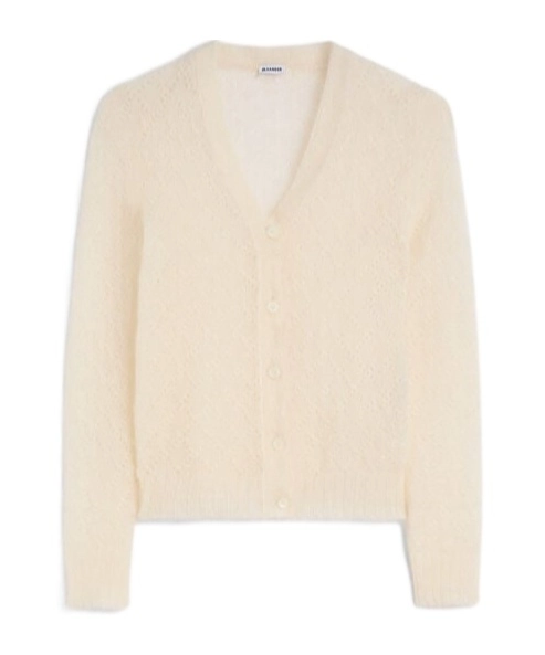 JIL SANDER Lace-knit Mohair-blend Cardigan - Cloud