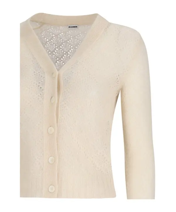 JIL SANDER Lace-knit Mohair-blend Cardigan