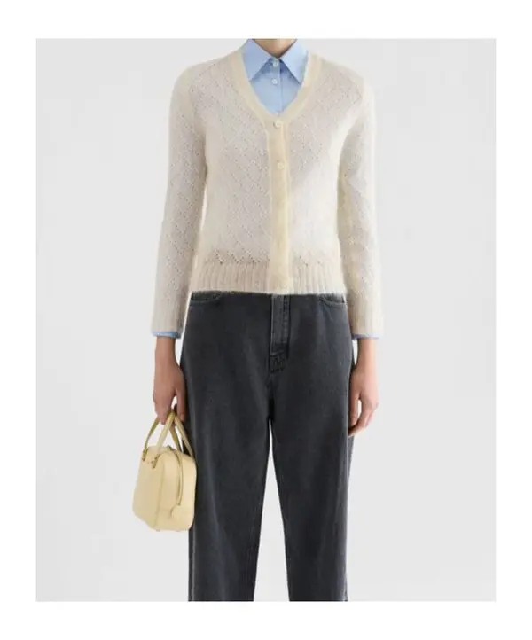 JIL SANDER Lace-knit Mohair-blend Cardigan