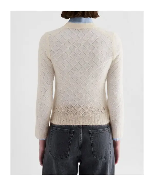 JIL SANDER Lace-knit Mohair-blend Cardigan