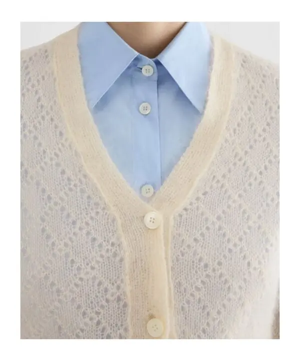 JIL SANDER Lace-knit Mohair-blend Cardigan