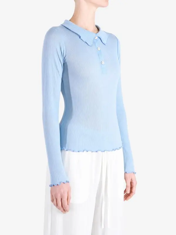 BASERANGE Ribbed Lettuce-trim Top - Blue