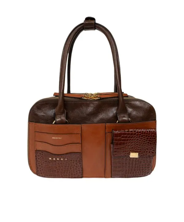 Marni Boxyne Small W/pockets Purse - Brown