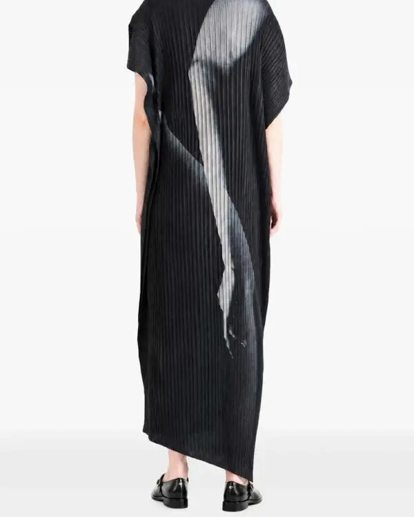 Issey Miyake Pleated Printed Maxi Skirt