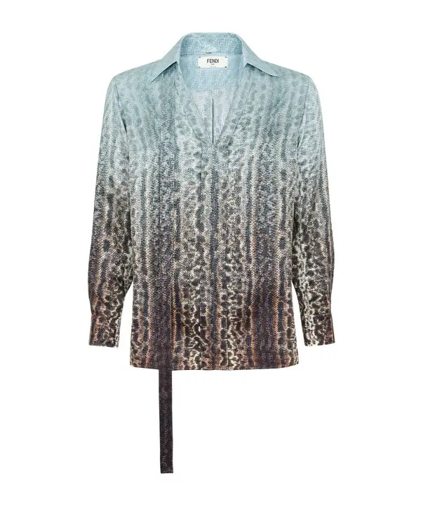 Fendi All-over Animalier Printed V-neck Blouse - Multicolor