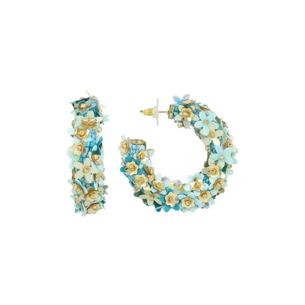 LOTT. GIOIELLI Sequin Flower Creole Earrings M Aqua Mix Jasmijn