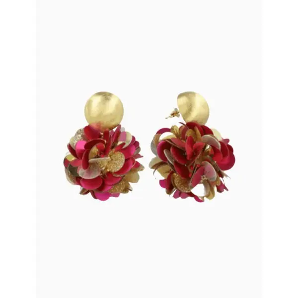 LOTT. GIOIELLI Sequin Globe Earrings L Metallic Fuchsia/gold Vlinder - Pink