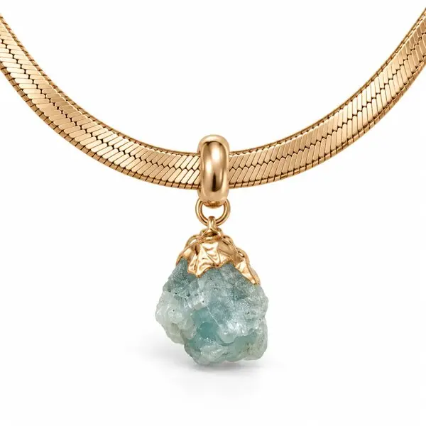 SAÉA Aquamarine Herringbone Snake Chain Gold Choker Necklace