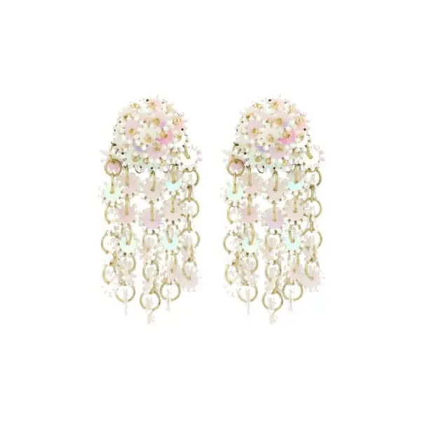 LOTT. GIOIELLI Sequin Serrated Waterfall Earrings M Silver Holo Serra