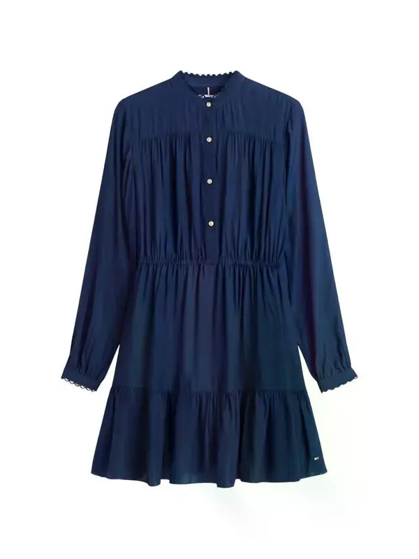 Tommy Hilfiger Diamond-flag-jacquard Gathered Mini Dress