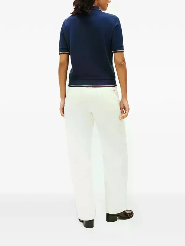 Tommy Hilfiger Logo Zip Polo Top - Blue