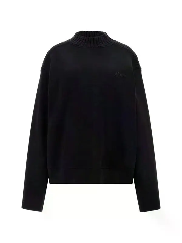 Guess Ribbed-knit Panel Sweatshirt - Black