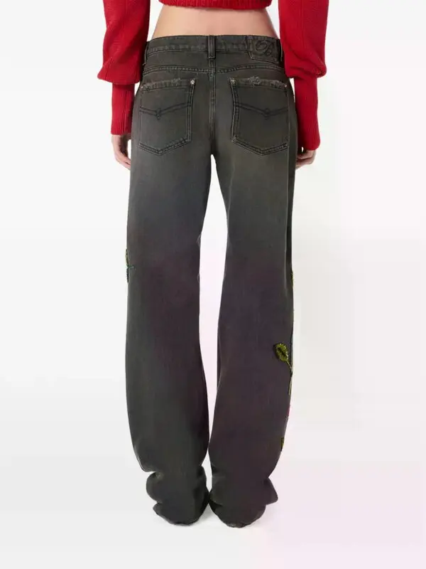 Blumarine Sequin-embroidered Wide-leg Jeans