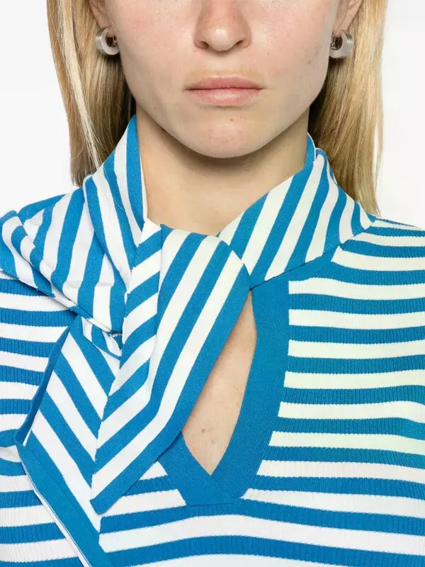 Max Mara Viscose Crepe Sweater With Scarf Detail White