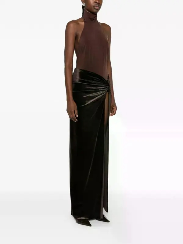 Andamane Halterneck Backless Bodysuit Maxi Dress