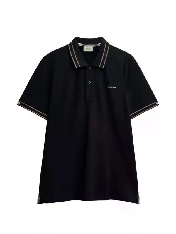 Pringle Of Scotland Jacquard-collar Pique Polo Shirt - Black