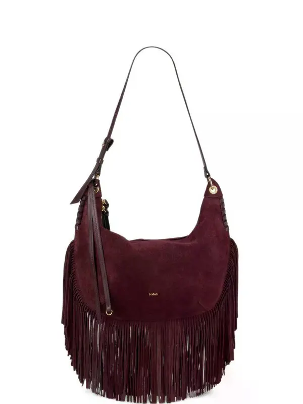 Ba&sh Fringes Suede Shoulder Bag - Red