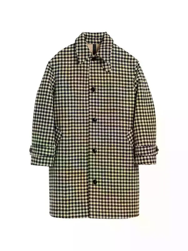 AMI Paris Houndstooth Wool Coat - Black