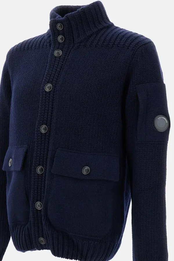 C.P. COMPANY Lambswool Button Lens Cardigan
