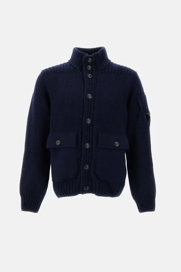 C.P. COMPANY Lambswool Button Lens Cardigan - Multicolor