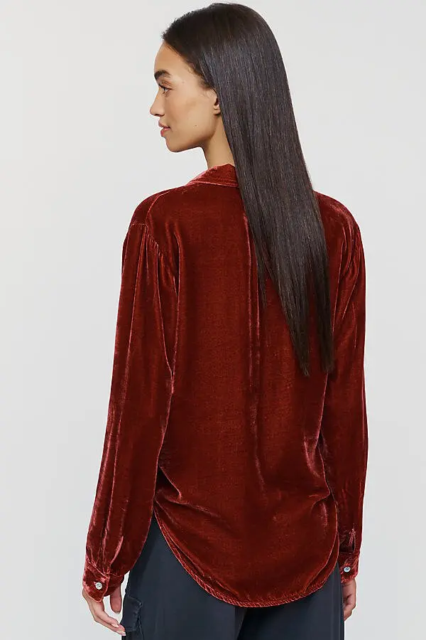 Bella Dahl Silk Blend Velvet Buttondown Shirt