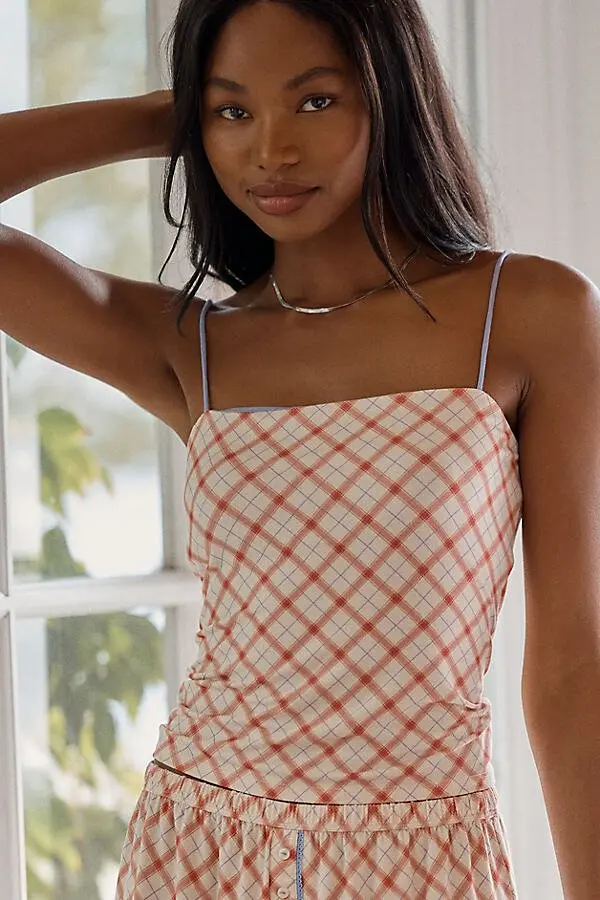 LYREBIRD Straight Neck Cami - Red Pattern