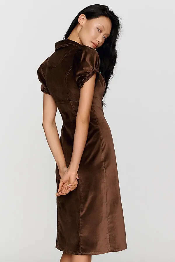PILCRO Rebekah Velvet Slim Midi Dress