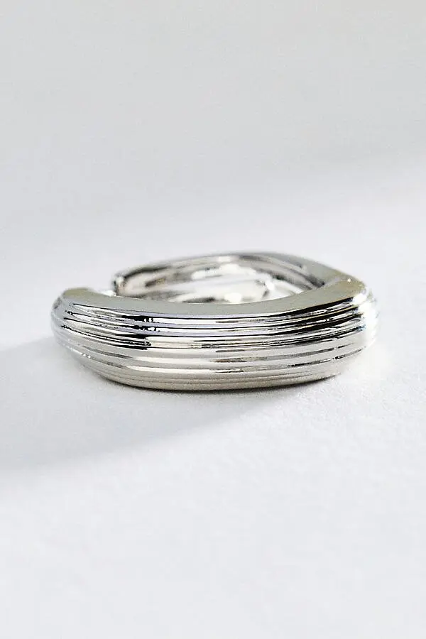 Anthropologie Ribbed Metal Stackg Rg - Silver