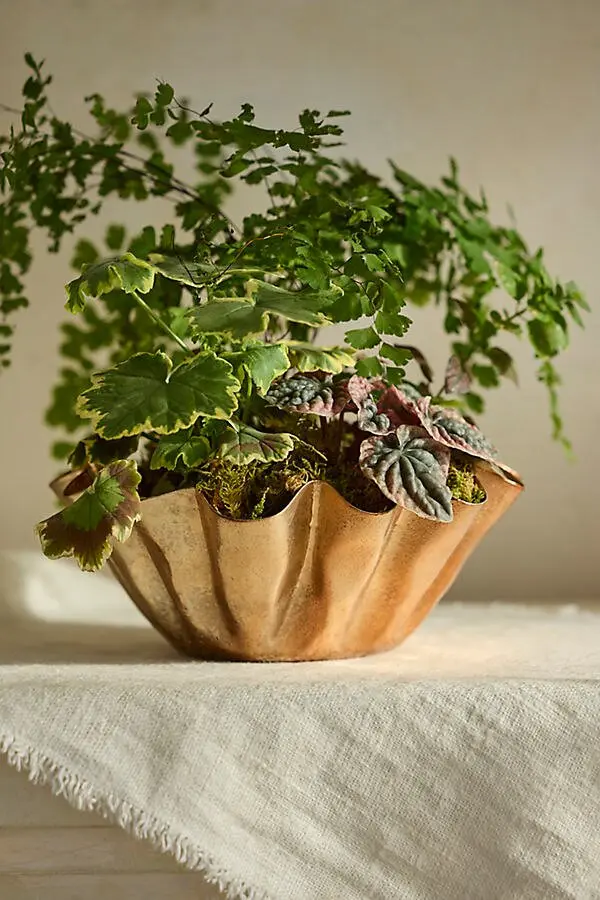 TERRAIN Metallic Ruffle Handkerchief Planter