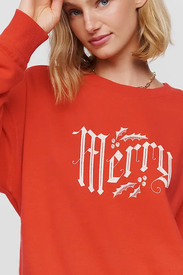 Anthropologie Maeve Merry 100% Cotton Graphic Sweatshirt