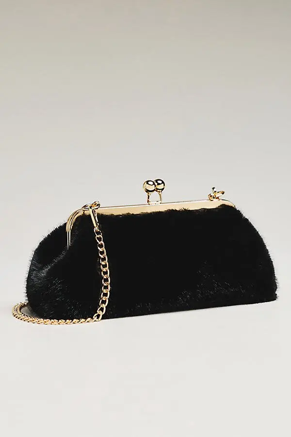 LISI LERCH Sarah Faux Fur Clutch - Black