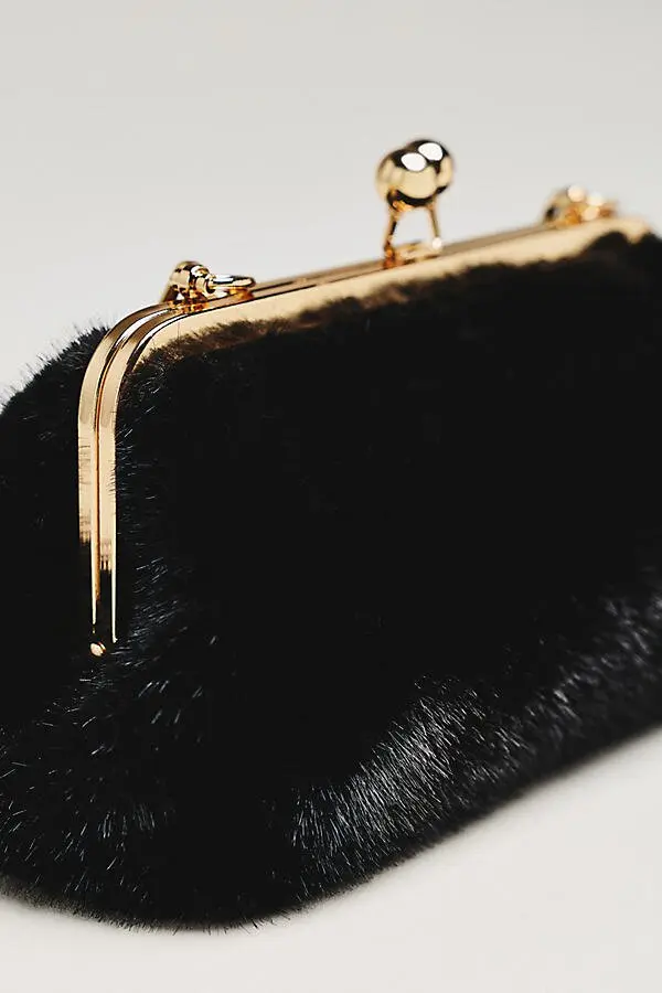 LISI LERCH Sarah Faux Fur Clutch - Black