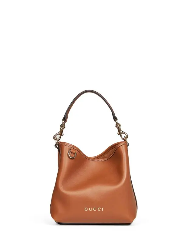 Gucci Brown Leather Logo Bucket Bag - Multicolor