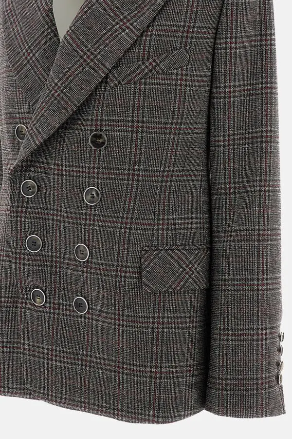 Rabanne Tartan Wool Tailored Blazer Jacket