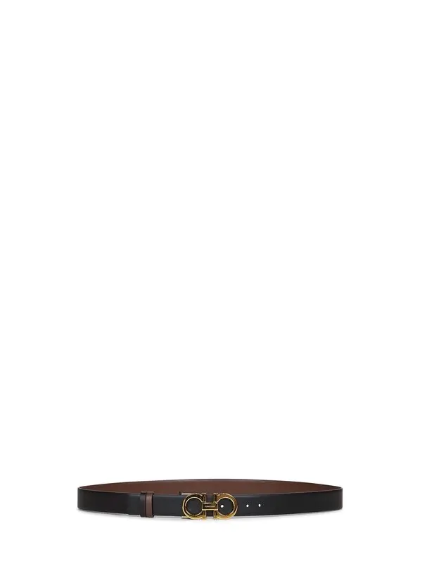 FERRAGAMO Cocoa Brown Leather Gancini Reversible Belt