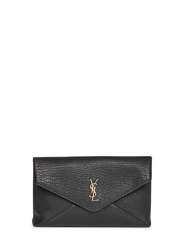 Saint Laurent Black Cassandre Large Lambskin Envelope Clutch - Multicolor