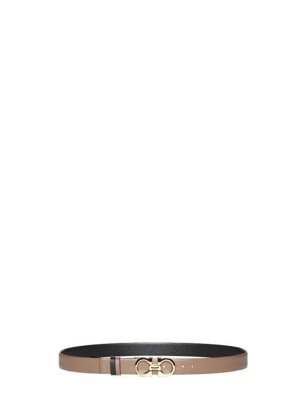 FERRAGAMO Caraway Seed Leather Gancini Reversible Belt