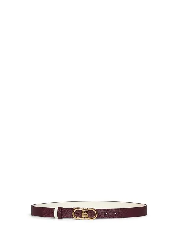 FERRAGAMO Plum And Mascarpone Cream Reversible Gancini Belt - Multicolor