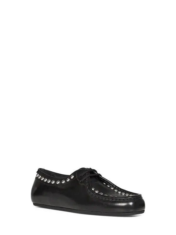 JIL SANDER Black Leather Loafers With Studs