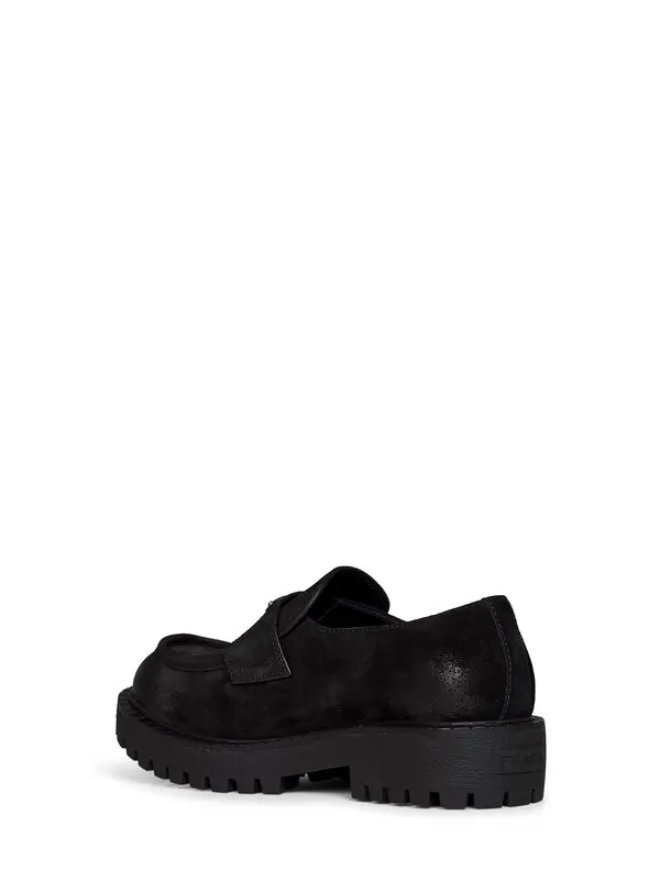 Prada Calzature Black Vintage-effect Nubuck Loafers