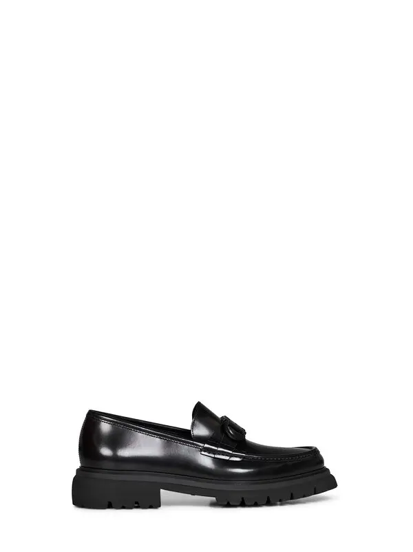 FERRAGAMO Black Cocoon Loafers With Gancini Ornament