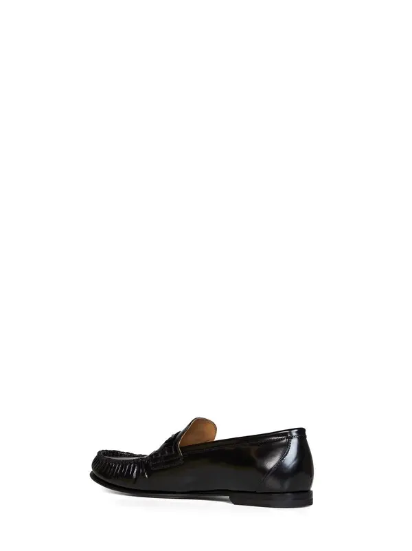 Fendi Black Shiny Calf Leather Scrunch Loafers