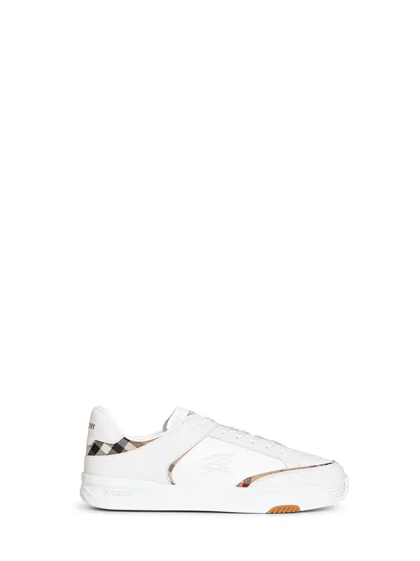 Burberry White And Archive Beige Leather And Nylon Harrow Sneakers - Multicolor