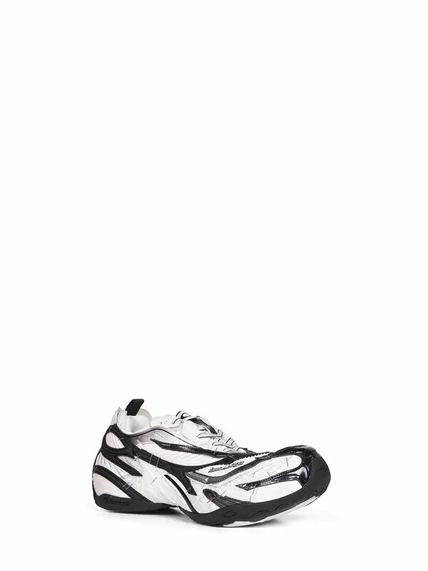 Balenciaga Black And White And Silver Soleless Sneakers - Multicolor